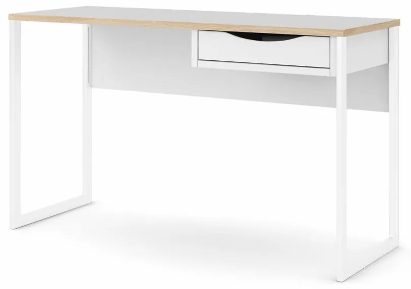 Tvilum Bílý psací stůl EFREM PLUS 512 s 1 zásuvkou a deskou v dekoru dub