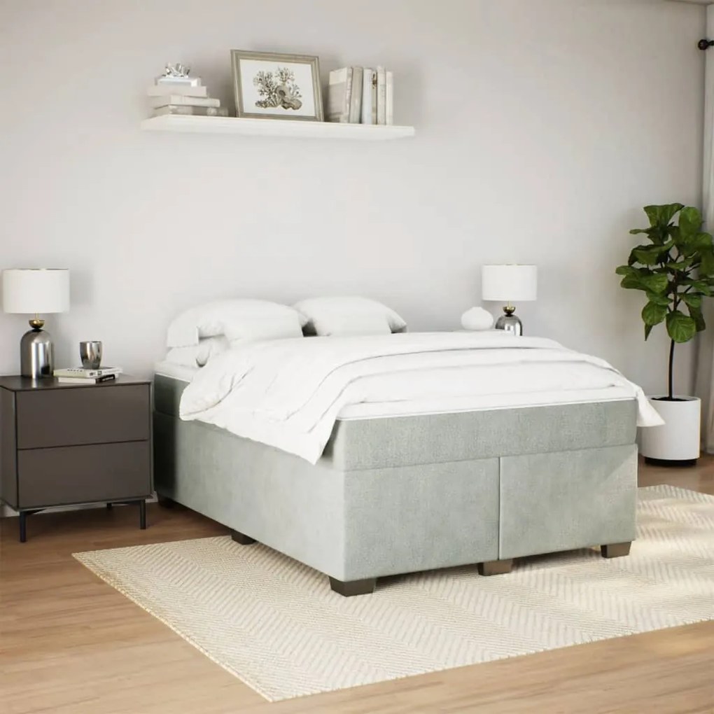 Box spring postel s matrací světle šedá 140x190 cm samet 3285281