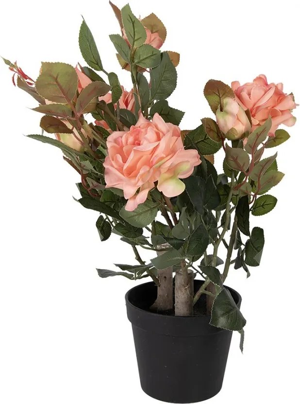 Dekorační květina růže v květináči s růžovými květy Rose pink - 20*20*55 cm