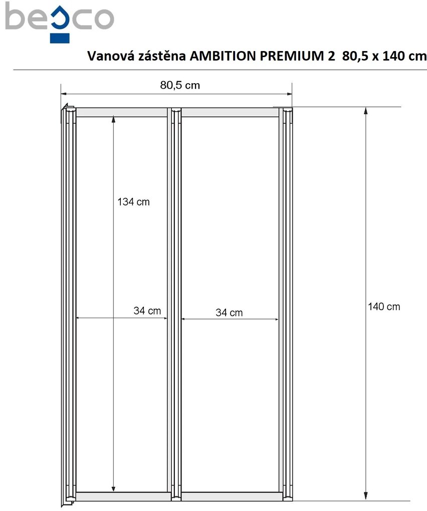 Besco Ambition Premium dvoudílná vanová zástěna