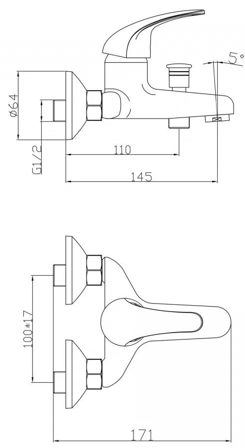Baterie vanová, 100mm, ram. 9cm, 35mm, chrom, BALLETTO