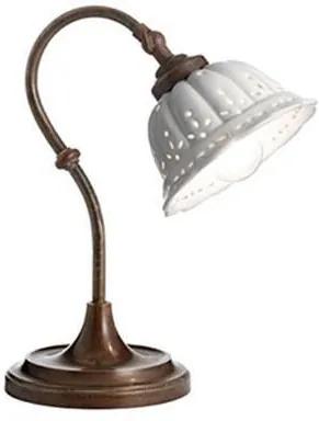 Il Fanale 061.52.OC Anita, rustikální stolní lampička z antické mosazi a keramiky, 1x46W E14, výška 30cm