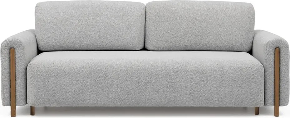 Světle šedá rozkládací/s úložným prostorem pohovka z textilie bouclé 244 cm Arcadova – ELTAP
