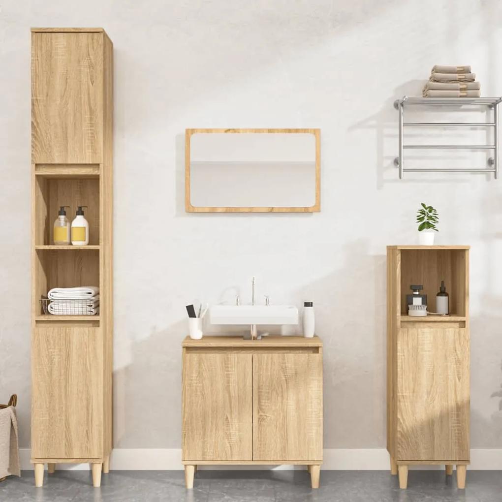 3dílný set koupelnového nábytku dub sonoma kompozitní dřevo,  3185584