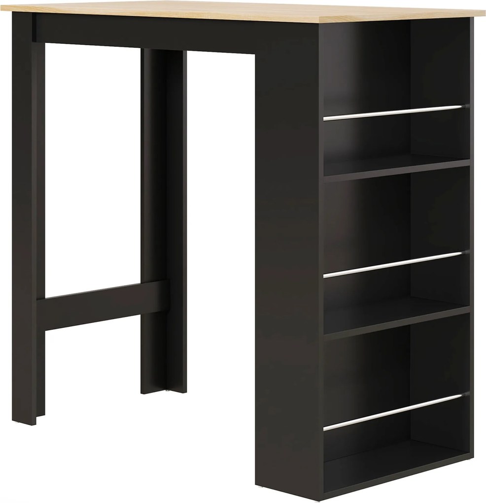HOMCOM Vysoký Barový Stolek - rozměry 112D x 57Š x 106V cm - 3 police - černý | Aosom