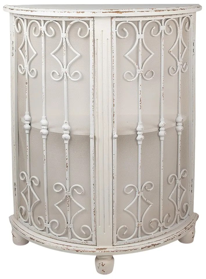 Krémová antik půlkulatá dřevěná skříňka Kolun - 81*32*103 cm