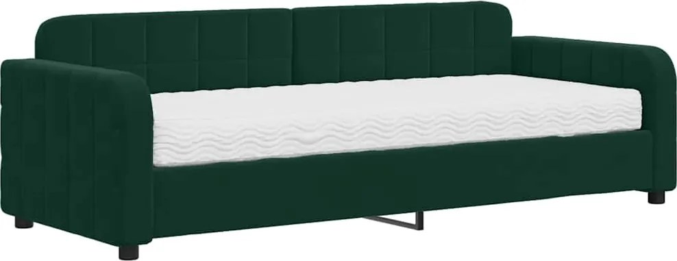 Válenda s matrací tmavě zelená 80 x 200 cm samet 3196900