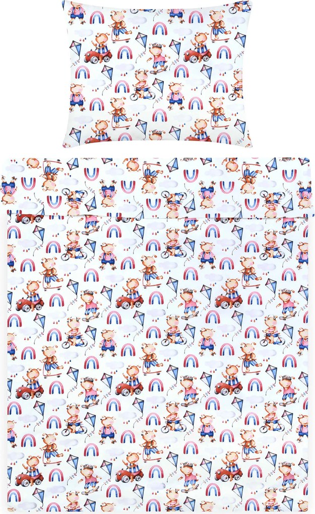 Bavlněné povlečení Pejsci s duhou Velikost: 140 x 200 + 70 x 90