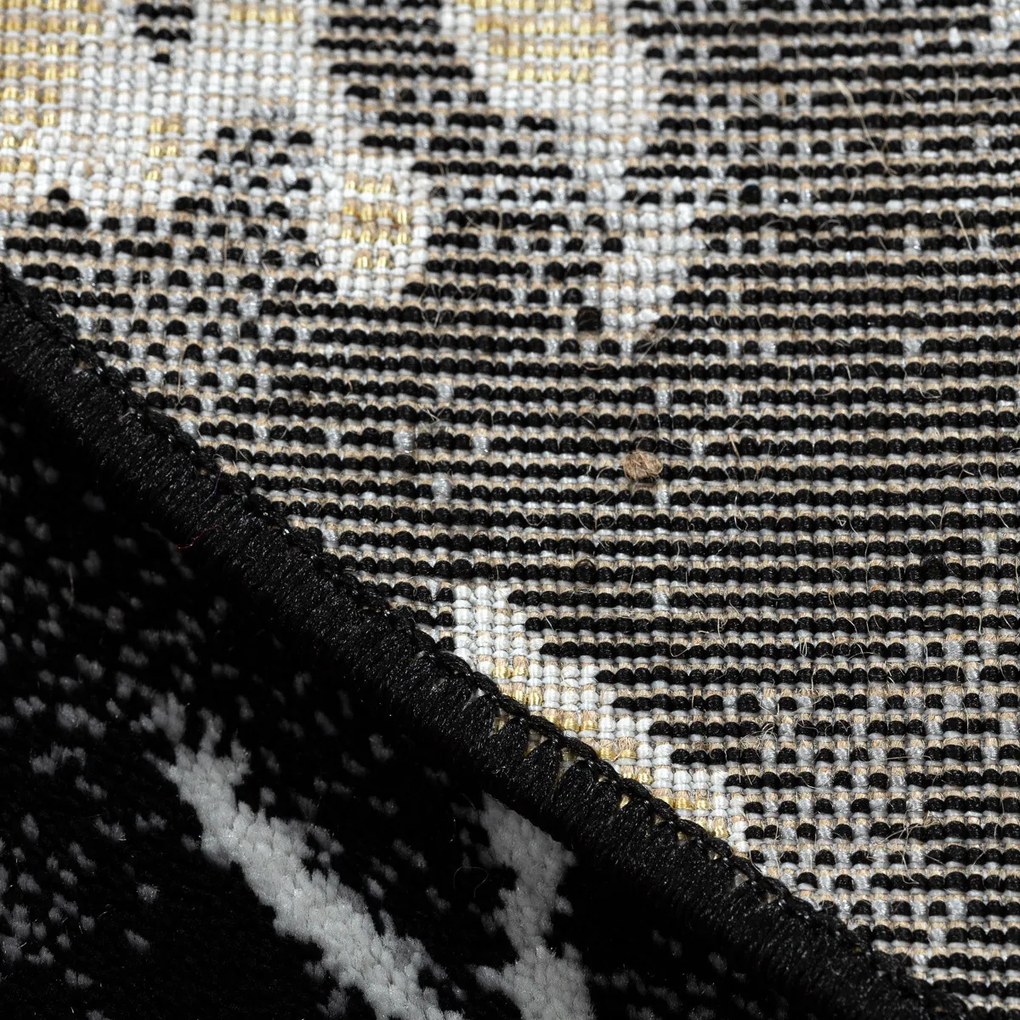 Dywany Łuszczów, Kusový koberec Allure 1963 black/gold kruh, 100x100 (průměr) kruh, černá, kancelář