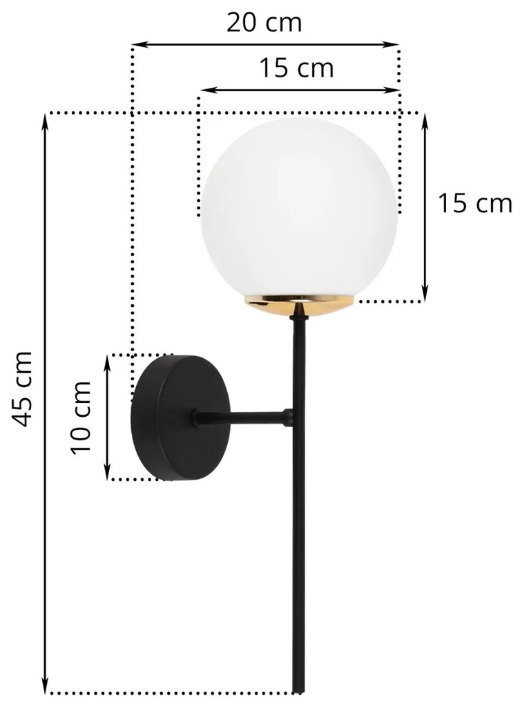 Nástěnné svítidlo Florence, 1x bílé skleněné stínítko, B/G
