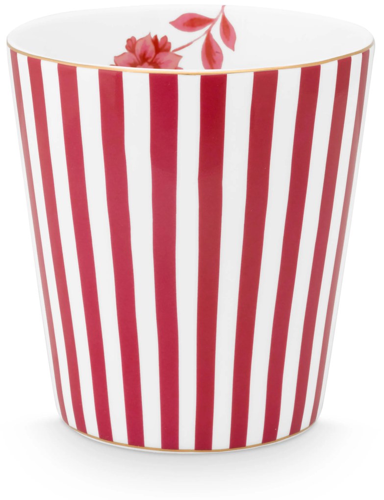 Pip Studio Royal stripes hrnek 270ml, bílo-tmavě růžový