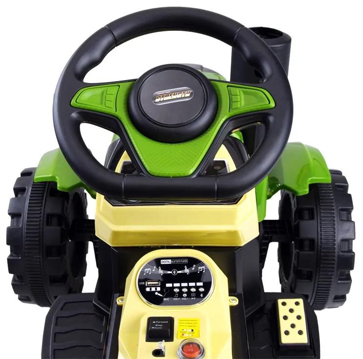 HračkyZaDobréKačky Elektrický traktor s přívěsem zelený