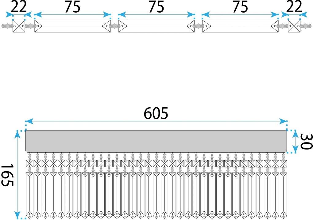 Toolight Toolight, stropní svítidlo 60cm, 8xE14, APP1729-8C, zlatá lesklá, OSW-06355