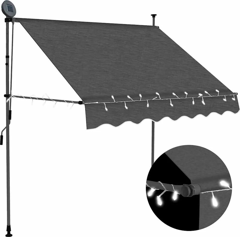 Ručně zatahovací markýza s LED světlem 100 cm antracitová 145862