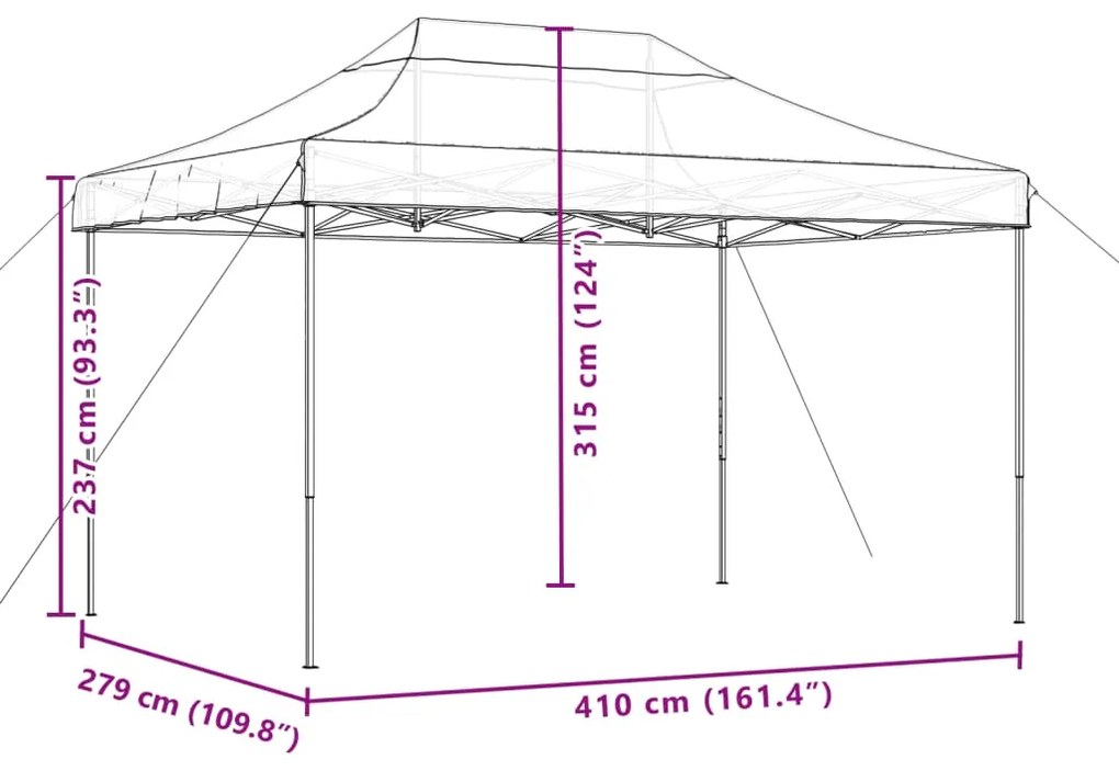 Skládací party stan pop-up terakota 410 x 279 x 315 cm