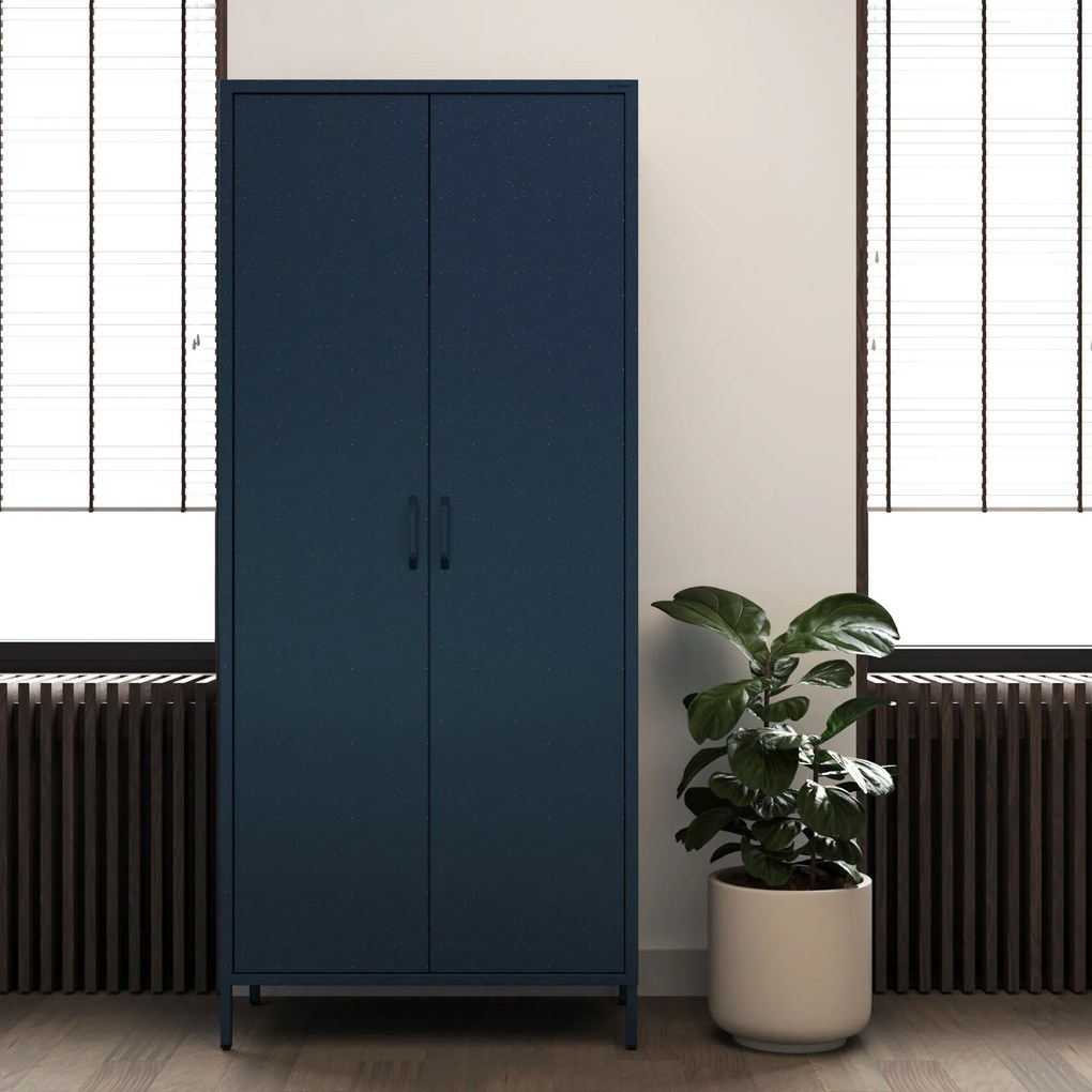 Šatní skříň kovová loftová na nožičkách námořnická modrá, 800x1850x450 mm: FLAVIO Modern
