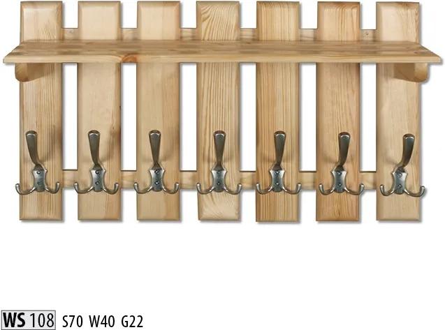 HMmax Věšák WS 108  borovice masiv Barevné provedení dřeva: natural - přírodní