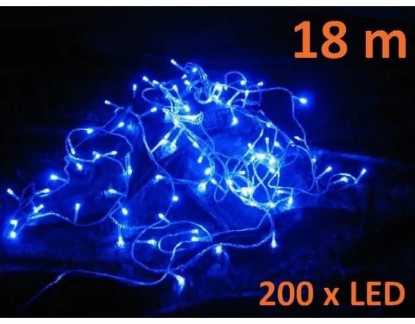 Vánoční LED osvětlení 18 m - modré, 200 diod OEM D00809
