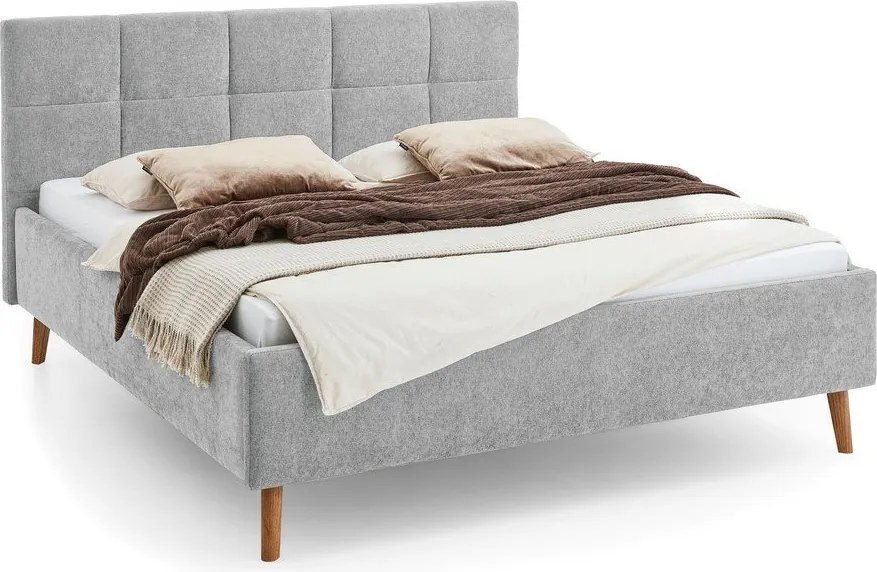 Šedá čalouněná dvoulůžková postel s úložným prostorem s roštem 180x200 cm Nova – Meise Möbel