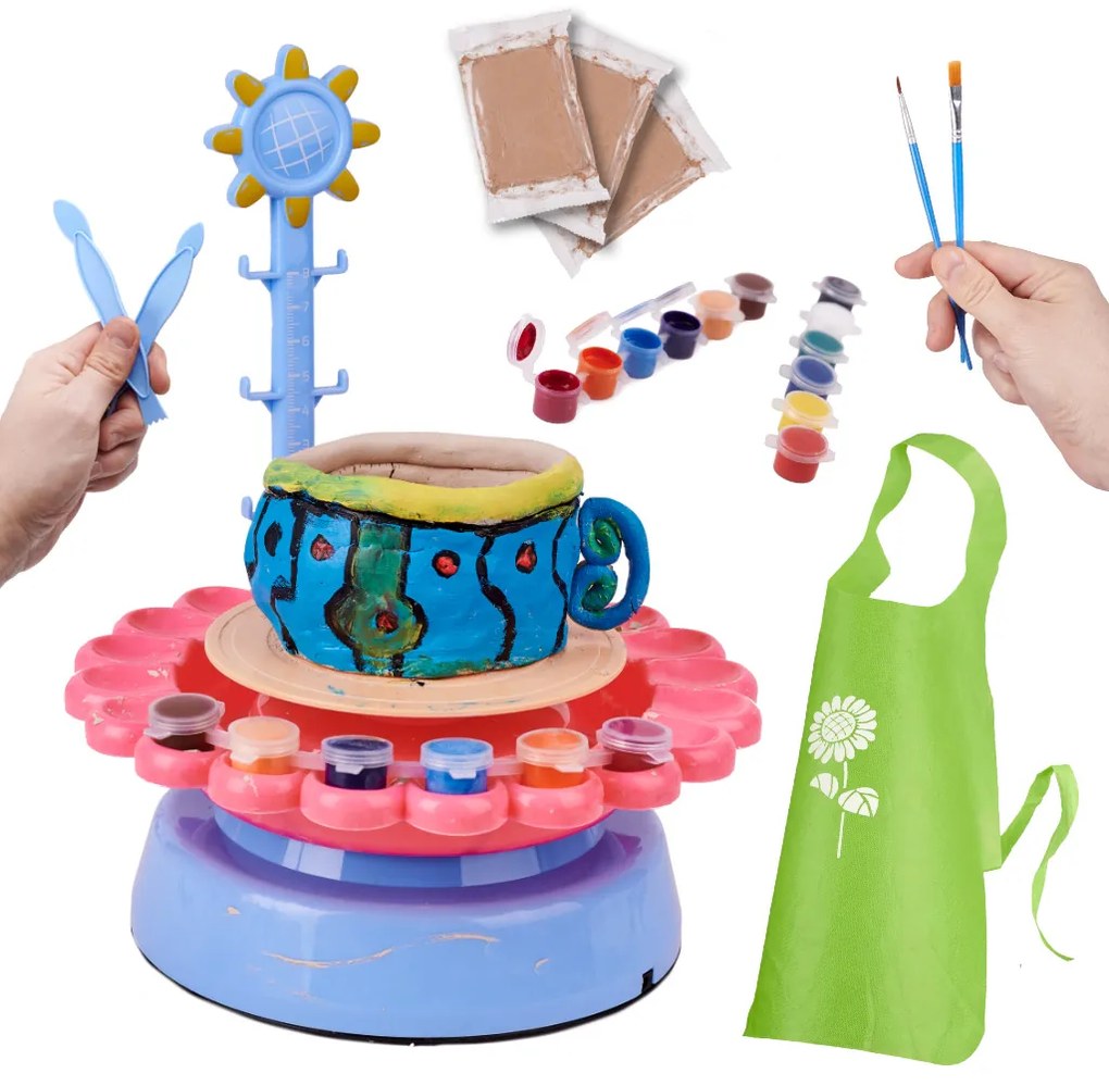 Creative Corner Keramický kruh kreativní sada s hlínou a barvami 600g
