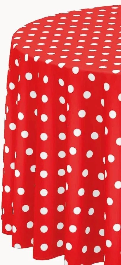 Ubrus PVC 069A puntík bílý na červeném podkladu metráž, 20 m x 140 cm, IMPOL TRADE