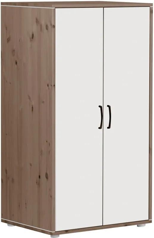 Hnědo-bílá dětská šatní skříň z borovicového dřeva Flexa Classic, výška 133  cm | BIANO