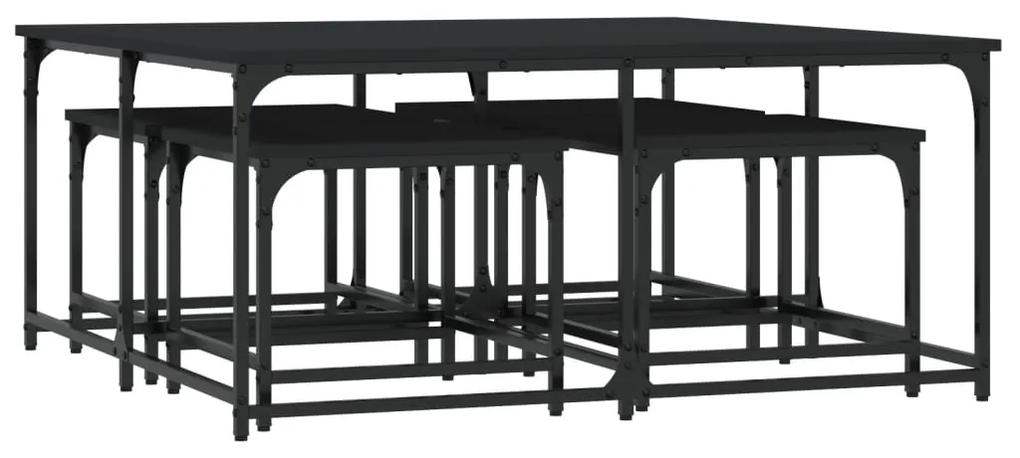 Hnízdové konferenční stolky 5 ks černé kompozitní dřevo - Default Title
