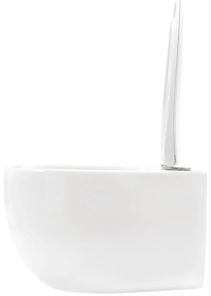Rea Lars, závěsná WC mísa Rimless 50x37x29 cm včetně sedáku s pomalým zavíráním, bílá, REA-C9500