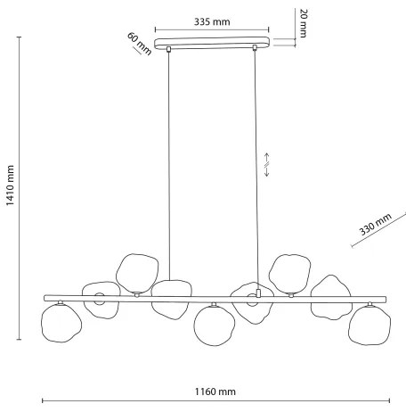 Lustr na lanku LAVA 9xG9/8W/230V béžová/kouřová béžová