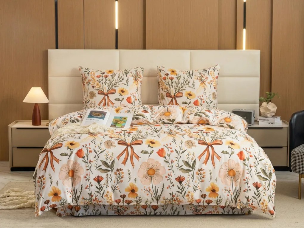 Povlečení z mikrovlákna FLORAL RIBBON krémové Rozměr povlečení: 70 x 90 cm | 140 x 220 cm