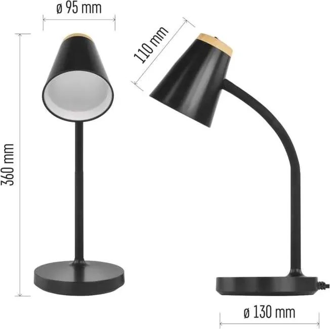 EMOS Černá LED stolní lampička Tara 4,5W Z7641B