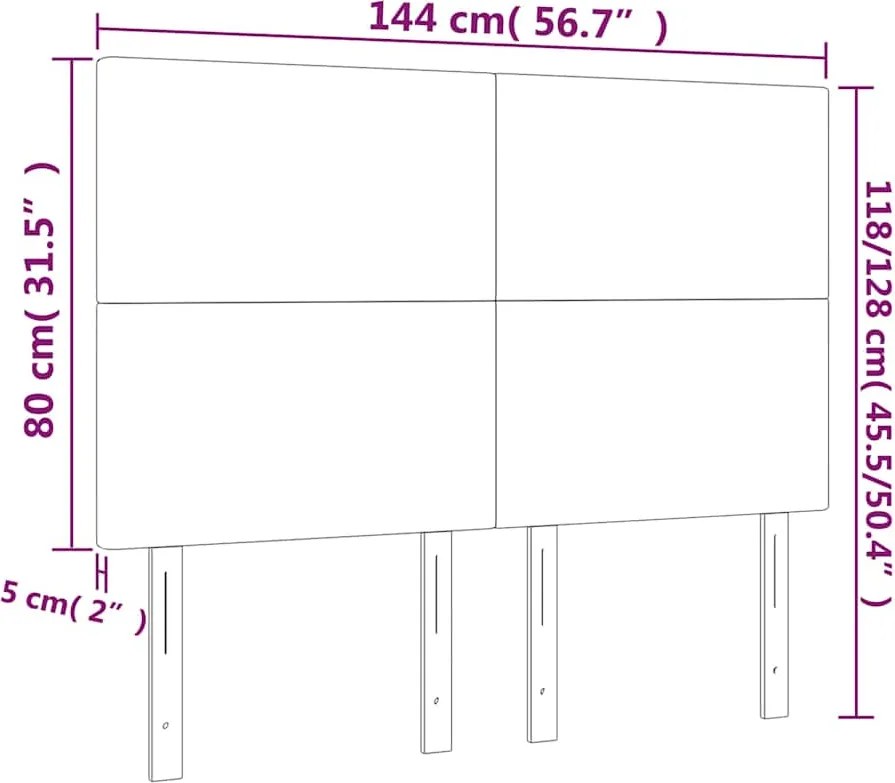 Čelo postele s LED tmavě modré 144x5x118/128 cm samet 3122196