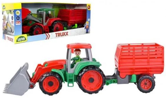 LENA Auto Truxx traktor nakladač s přívěsem na seno s figurkou