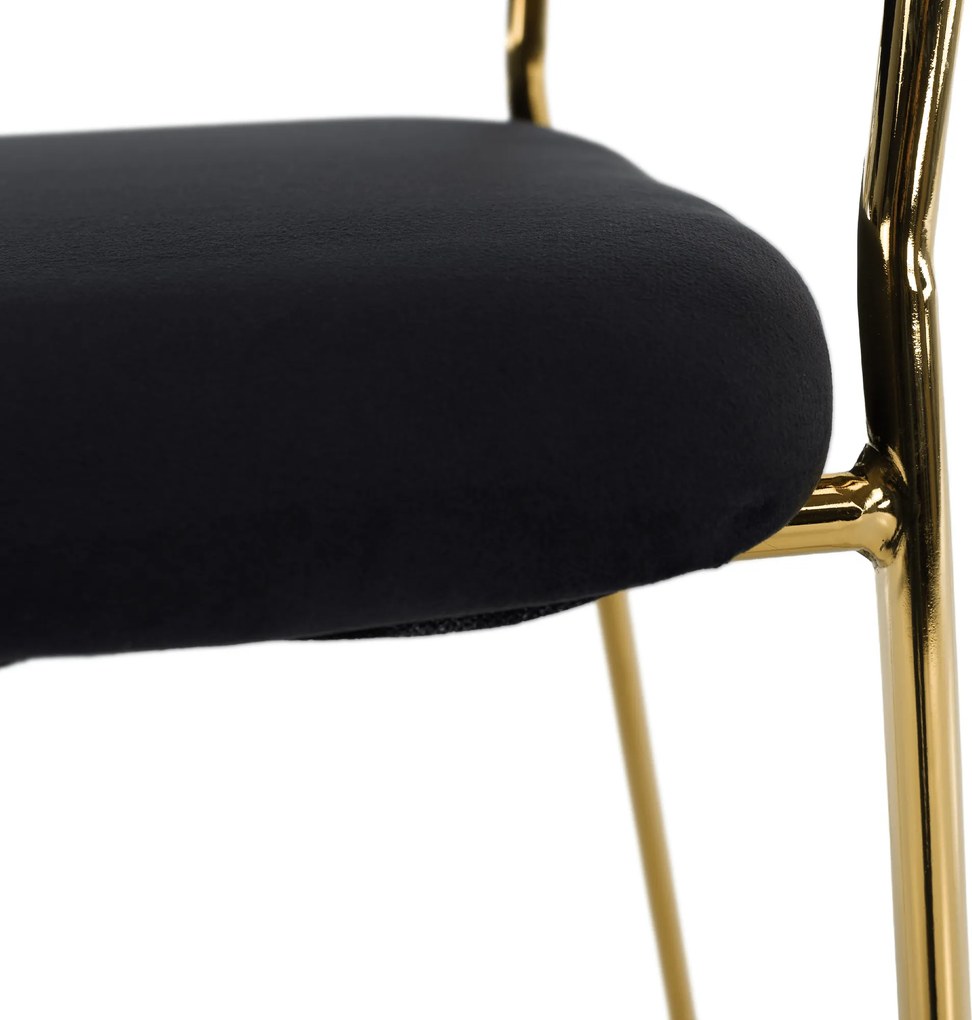 Designové jídelní křeslo, černá Velvet látka/gold chrom zlatý, DASMIN TYP 1