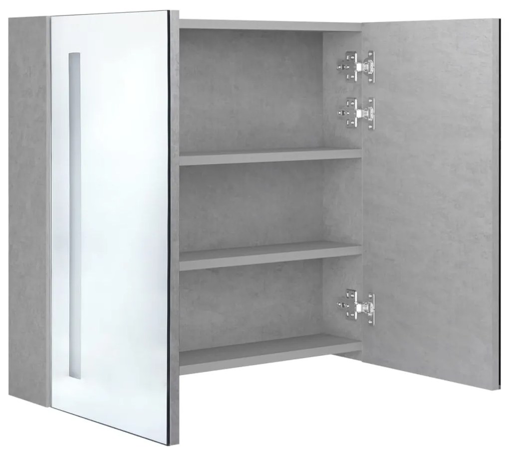 LED koupelnová skřínka se zrcadlem - 62x14x60 cm | betonově šedá