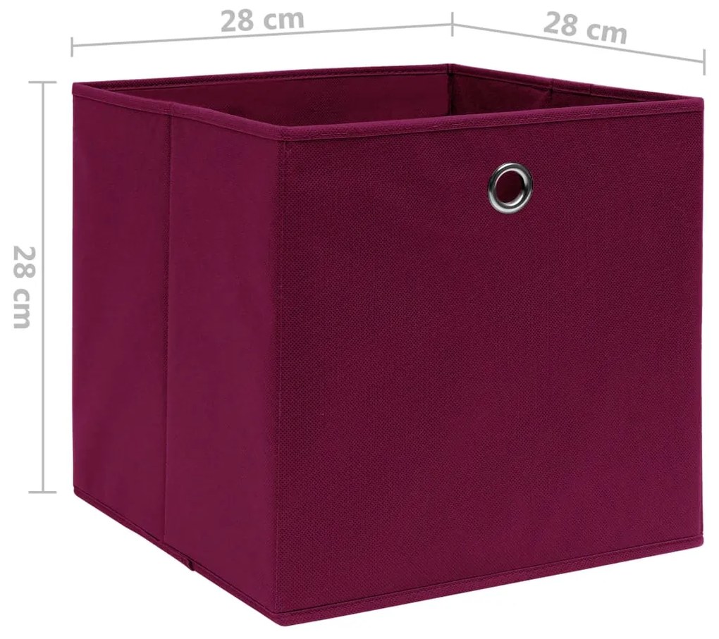Úložné boxy 10 ks netkaná textilie 28x28x28 cm tmavě červené - Default Title