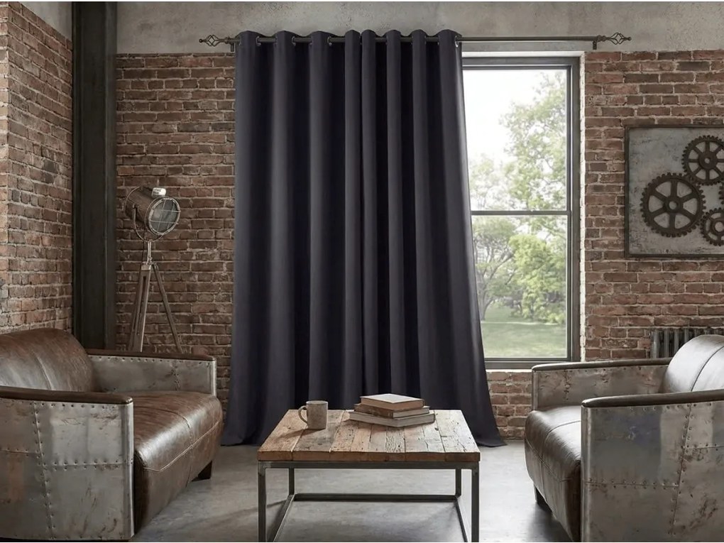 Závěs OXFORD LIGHT 140x250 cm, tmavě šedý Zavěšení: Řasící páska