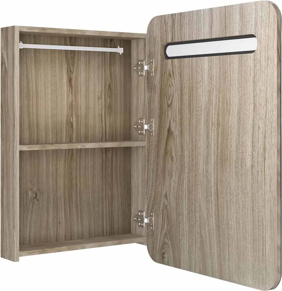 LED koupelnová skříňka se zrcadlem dub 60 x 11 x 80 cm 326507