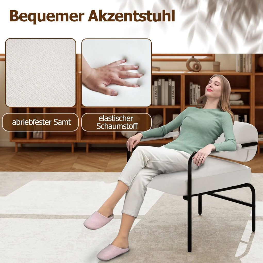 Costway Křeslo Modern Lounge Chair Polstrované křeslo s akcentem a područkami