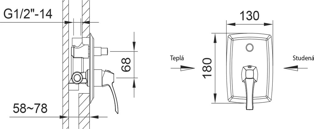 Sapho Dreamart DA042 vanová nebo sprchová podomítková baterie s přepínačem chrom