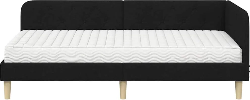 Rohový rám postele Černý 90 x 190 cm textil 3394111