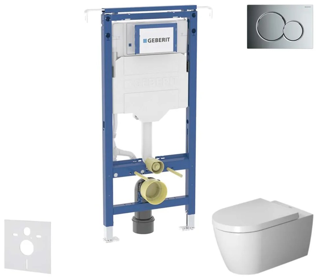 Geberit Duofix - Set předstěnové instalace, klozetu a sedátka Duravit ME by Starck, tlačítka Sigma01, Rimless, SoftClose, lesklý chrom SANI11CP1103