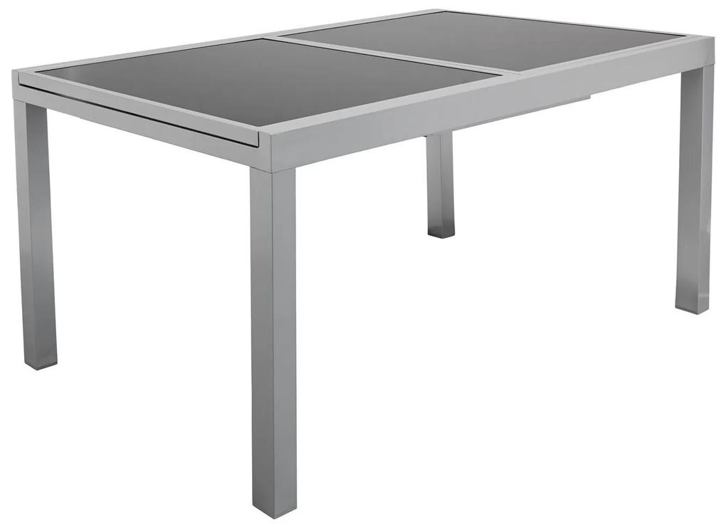 FLORABEST® Rozkládací hliníkový stůl se skleněnou deskou ALU, šedý - SEC100254374CZ
