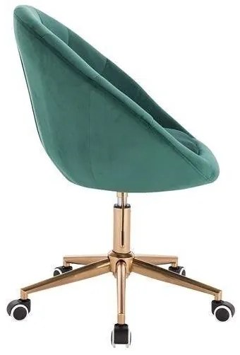 LuxuryForm DESIGN Otočné křeslo VERA VELUR na zlaté podstavě s kolečky - zelené