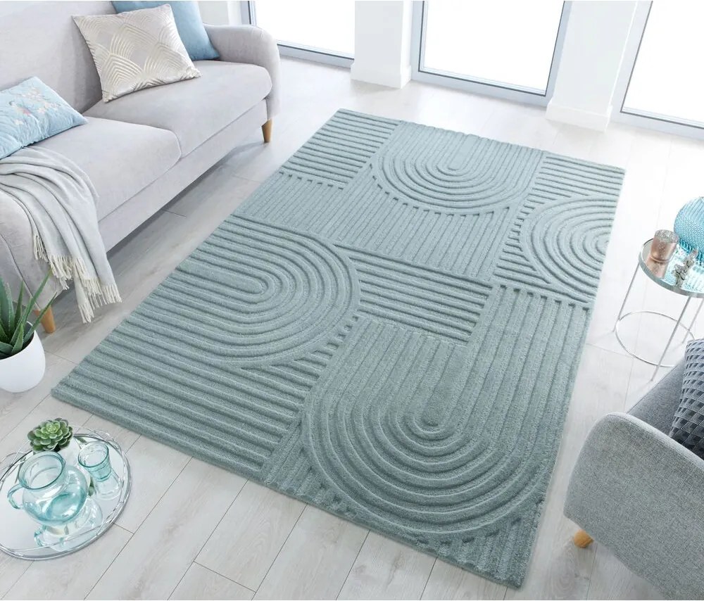Kusový koberec Solace Zen Garden Duck Egg, 120x170, zelená, obývacia izba, Flair Rugs
