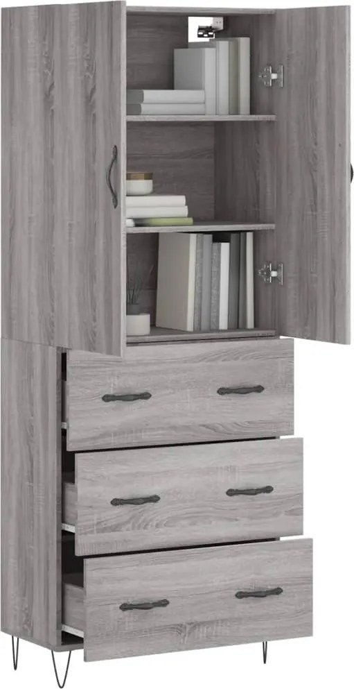 Skříň highboard šedá sonoma 69,5 x 34 x 180 cm kompozitní dřevo 3198087