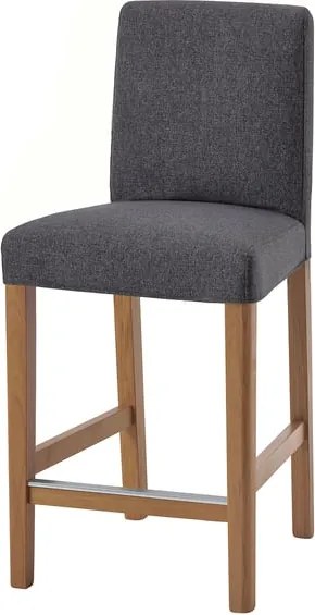 BERGMUND Barová stolička s opěrkou, vzor dub/Gunnared šedá, 62 cm