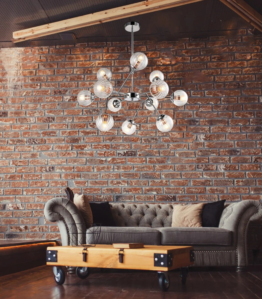 Chromový závěsný lustr Best pro žárovku 12x E14  - Candellux