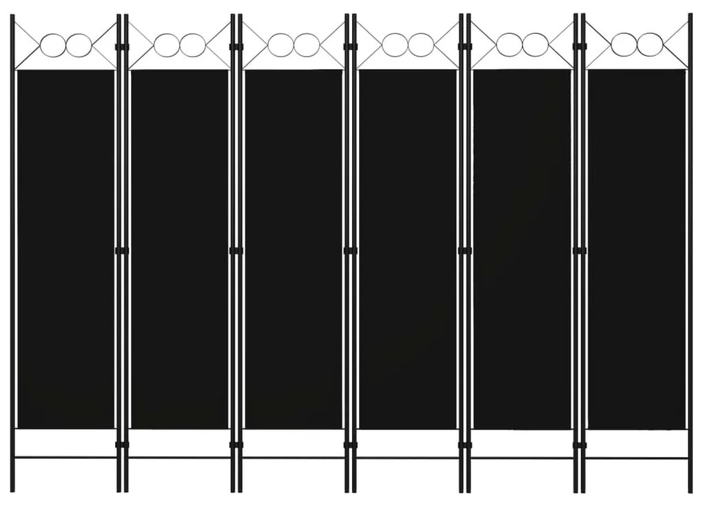 6dílný paraván černý 240 x 180 cm