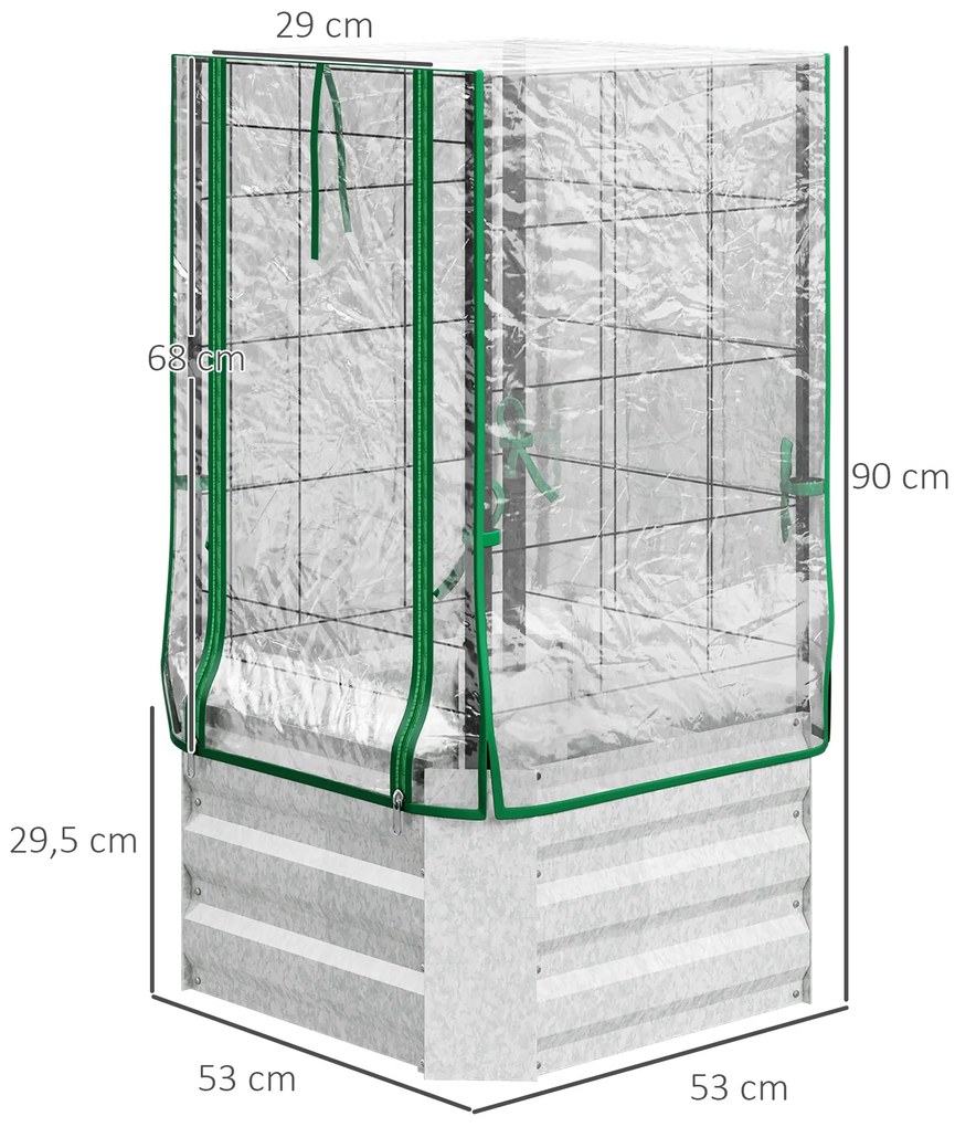 Outsunny HOMCOM Sada vyvýšeného záhonu s plastovým krytem a mříží pro popínavé rostliny 53x53x90cm ideální pro zahradu a balkon | Aosom.de